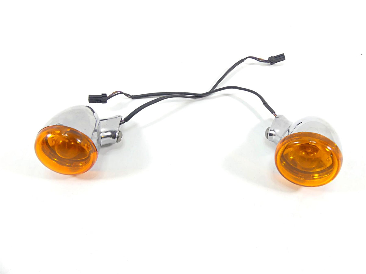2010 Harley FXDF Dyna Fat Bob Rear Chrome Blinker Turn Signal Set 68977 ...